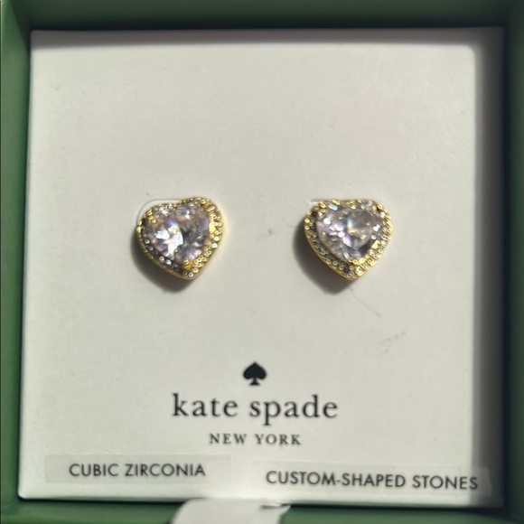 kate spade | Jewelry | New Kate Spade Gold Heart Stud Earrings With ...